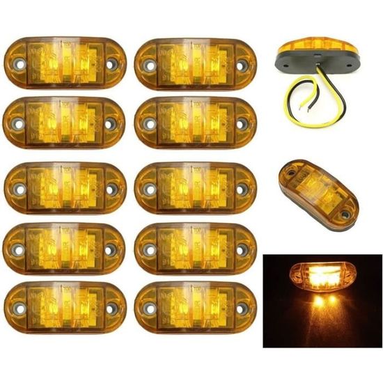 10 X Feux Gabarit Position Lateral Jaune 12v 24v Remolque Camion ...