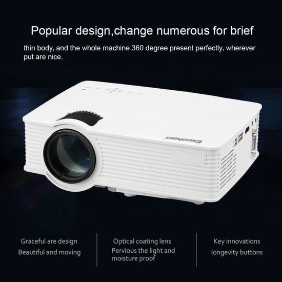 Excelvan 800x480 Pixels EHD09 Smart Projecteur Portable LED 800 Lumens ...