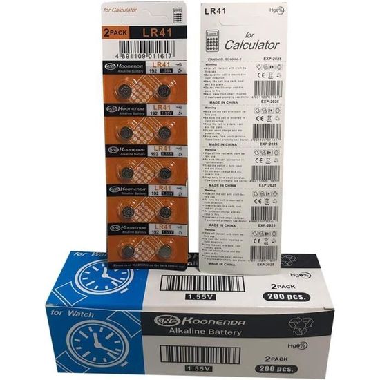 Ag3 1.5V Alkaline, 20 Pcs Of Lr41 Batteries Coin Battery Equivalent To: A76, V13Ga, Ag13, G13 ...