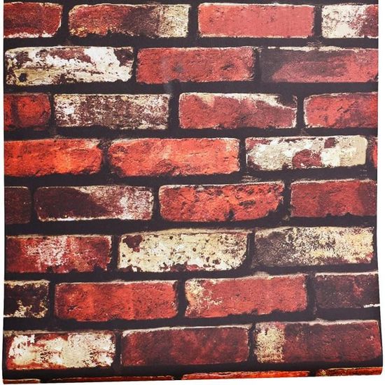 JOLIHOME Papier Peint Effet Brique Rouge Autocollant Papier Peint ...