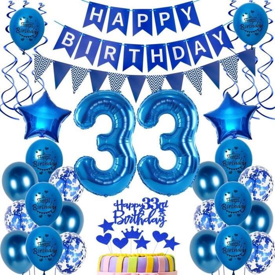 Ballons 33 Ans Homme Anniversaire Décoration Ballon Décoration 33 Ans ...