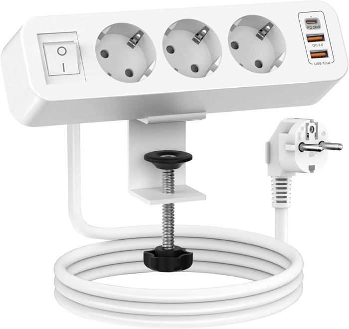Multiprise De Table Avec 2 Usb Et 1 Type C, Multiprise 3 Prises Avec ...