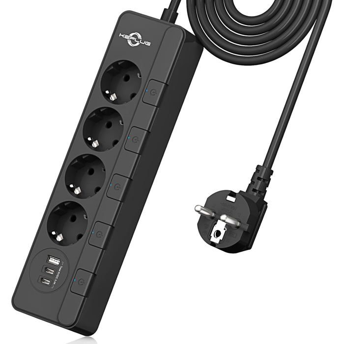 TRAHOO-Multiprise Electrique (4000W/16A), Multiprise Parafoudre 500J ...