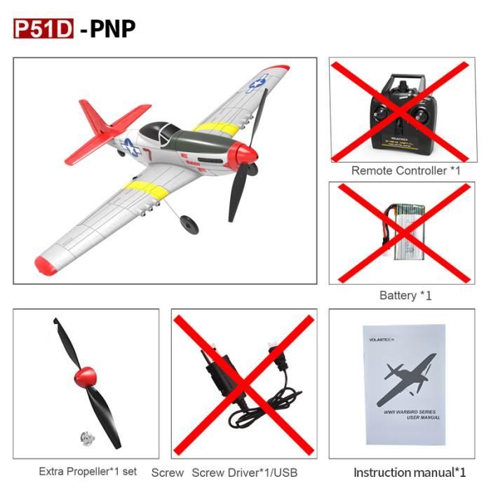 Couleur PNP NON Télécommande Avion P51D à une touche, 4 canaux, Mustang avec système de ...