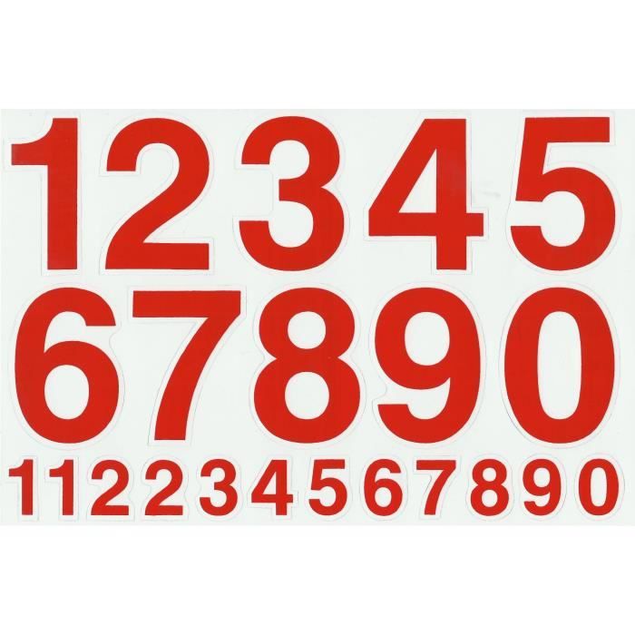 Chiffres autocollants rouge - Achat / Vente pas cher
