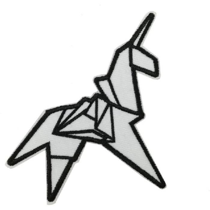 Écusson brodé à repasser ou à coudre - Motif licorne origami[659 ...