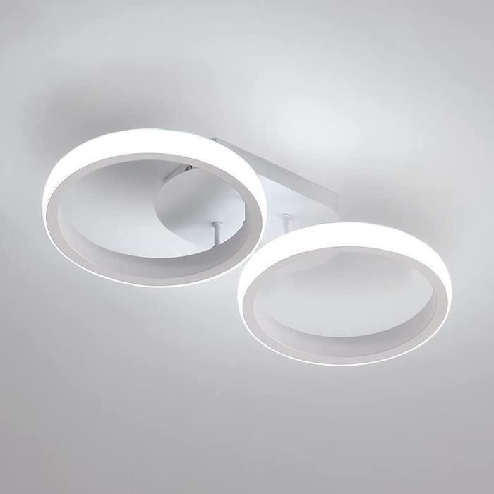 Plafonnier Led, Rond Lampe De Plafond 2 Anneaux 22W 1650Lm, Lampe Led ...