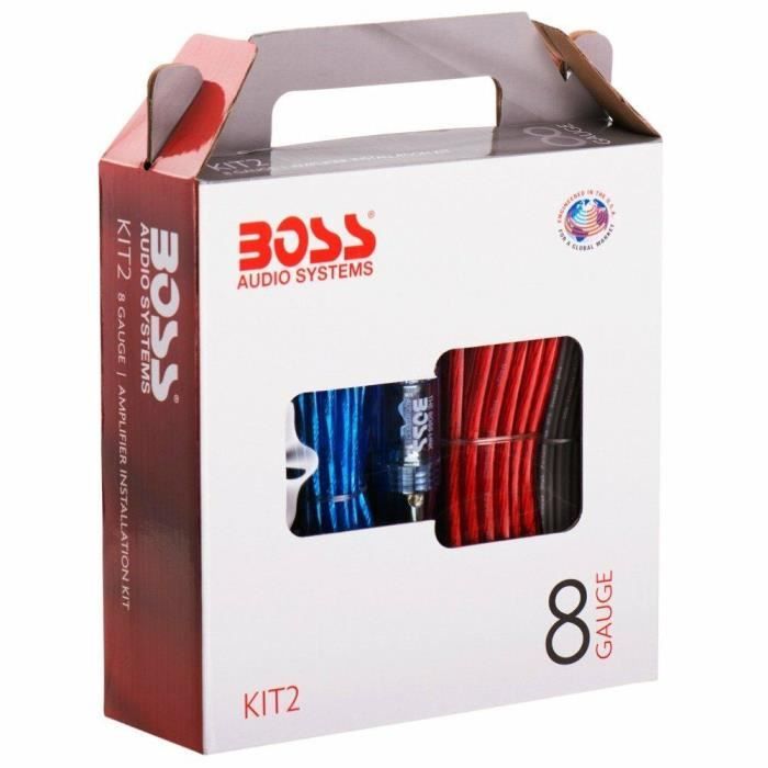 KIT DE CÂBLES BOSS AUDIO SYSTEMS KIT-2 Alimentation de jauge RCA 8 AWG ...