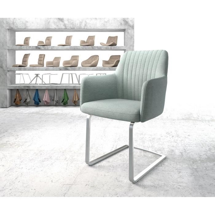 Fauteuil Greg-Flex cantilever plat acier inoxydable rayures gris mente ...