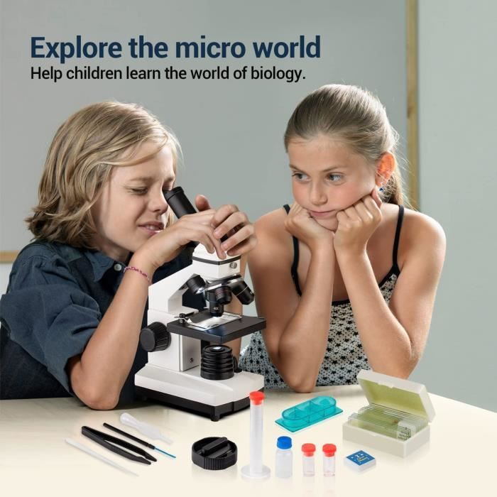 Microscope pour Enfant Étudiante et Adulte 250X-2000X Portable ...