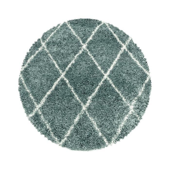 Tapis - MORHANE - Alvor Shaggy - Rond Ø 160cm - Poils longs - Bleu - Cdiscount Auto