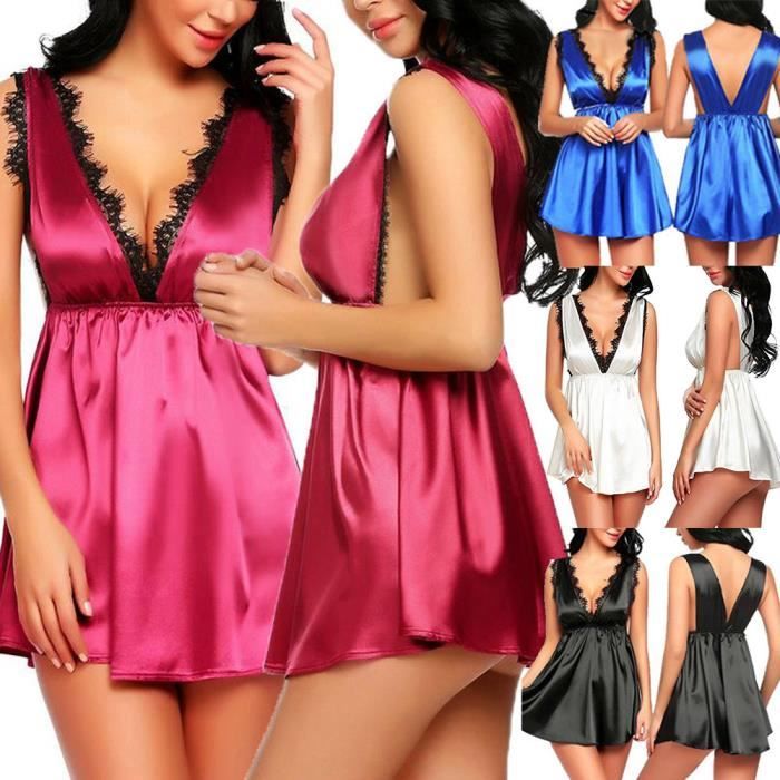 Plus Size Sexy Lace Sleepwear Lingerie Tentation V Neck Underwear Chemise de nuit ZUIHAO40762 ...