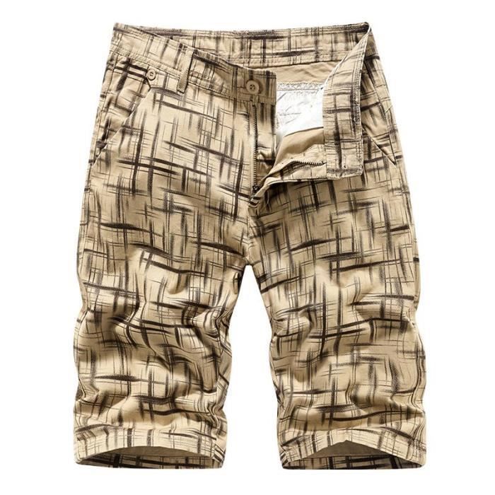 Short Bermuda Homme à Carreaux en Coton - Kaki Kaki - Cdiscount Prêt-à ...