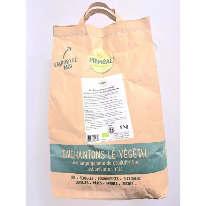 Riz basmati demi complet bio VRAC RHD 5 kg PRIMÉAL - Cdiscount Au quotidien