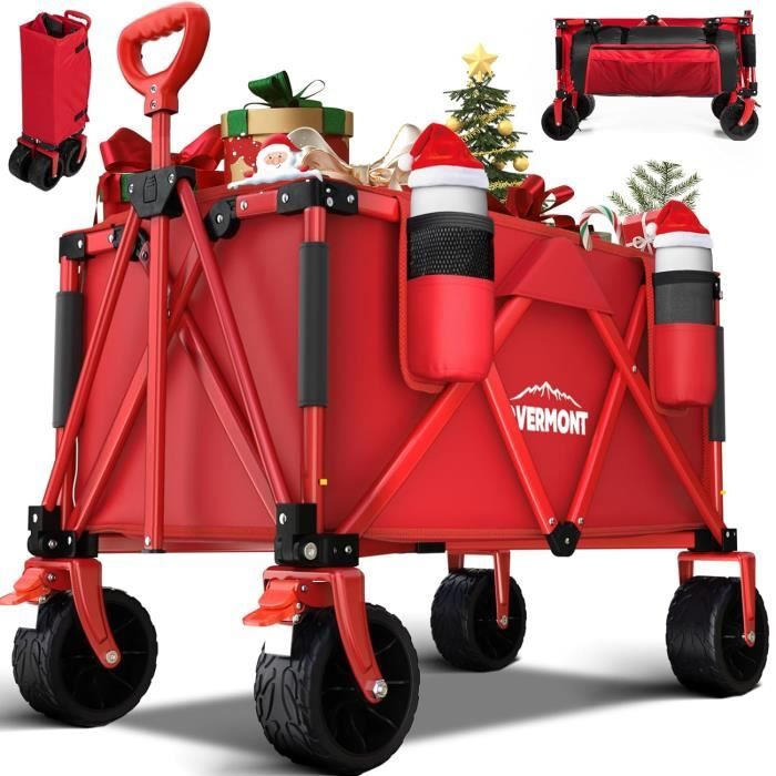 Overmont Chariot à Main Pliable avec Frein de Roue Avant Amovible ...