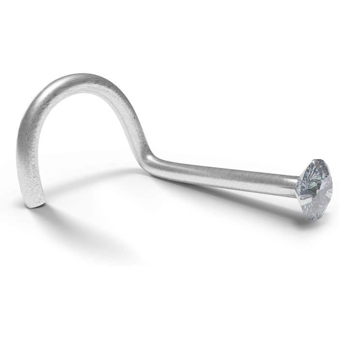 9K or blanc broche Set Pierre ronde de CZ 20 Gauge nez vis Piercing ...