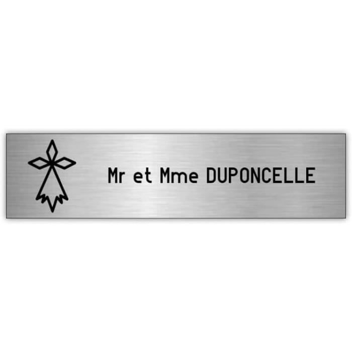 Plaque Boite Aux Lettres Format Decayeux Hermine (100X25Mm) Gris Argent Lettres Noires - 1 Ligne ...