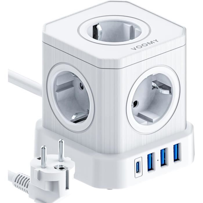 Cube Multiprise Prise 9-En-1, 4000 W, Avec 5 Prises, 3 Usb-A Et 1-Usb-C ...