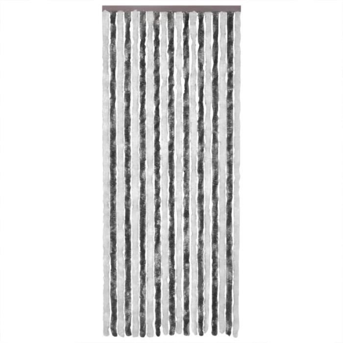 YAP Rideau anti-mouches gris et blanc 100x230 cm chenille YP011 - Cdiscount Maison