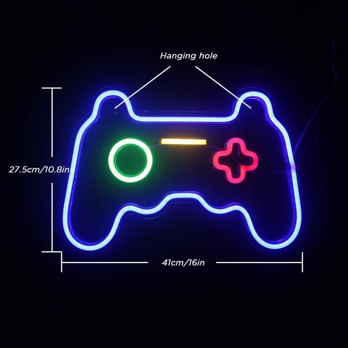Jeu Neon Sign Gamepad Controller Neon Signs Gaming Appliques murales ...