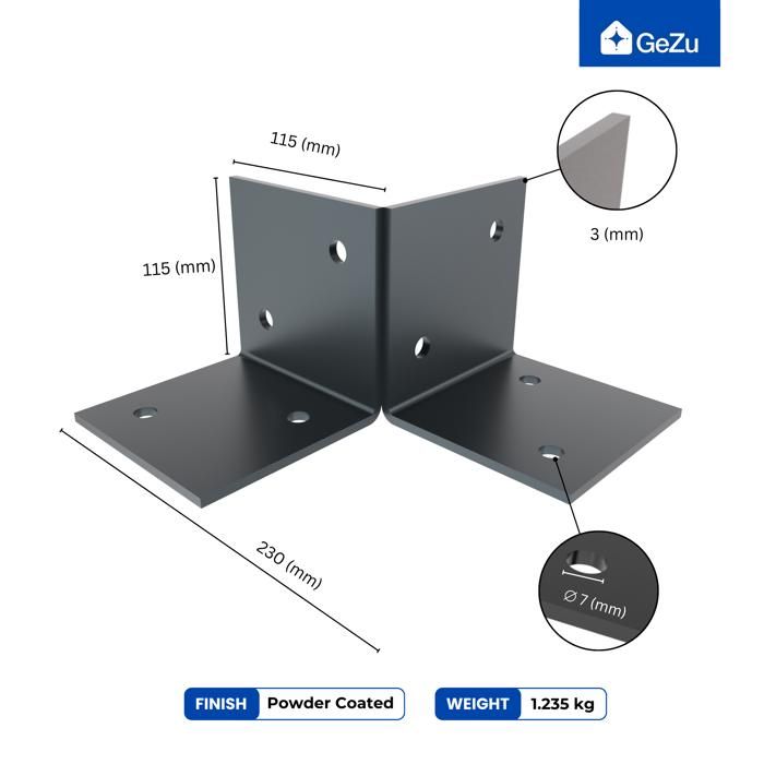 GeZu Impex Support De Sol Pergola 121 x 121 mm Revêtement en Poudre ...