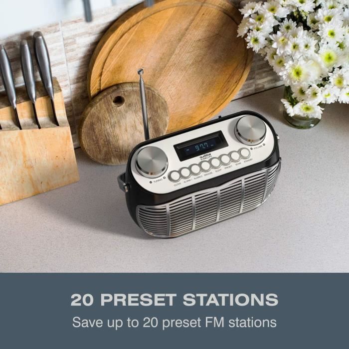 Radio FM rétro\Radio transistor portable avec réveil, grand écran LCD ...