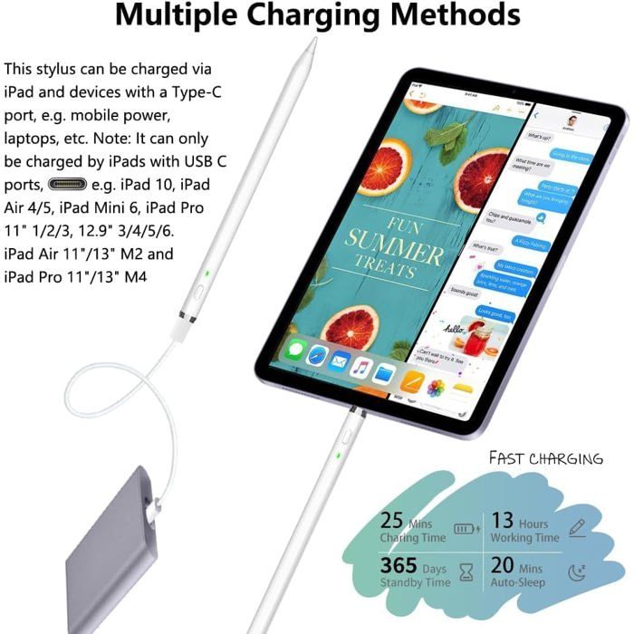 Stylet pour iPad - EDILIQ - Compatibilité iPad 2018-2025 - Recharge ...