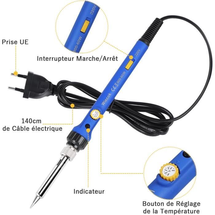 Fer A Souder Etain, Fer À Souder Kit 60W, Fer À Souder Température Réglable 200~480 ...