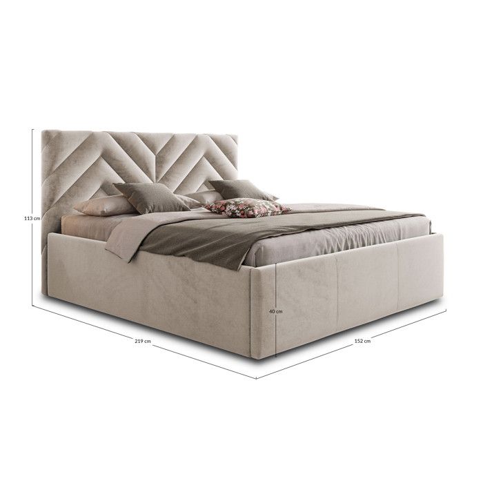 Santiago - lit coffre - 140x200 - sommier inclus - en velours - Bleu ...