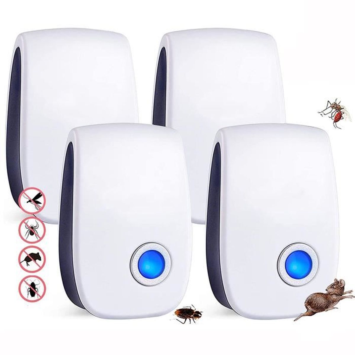 4 Pack Répulsif Ultrason Anti-Rongeurs Insectes, Intérieur Répulsif ...