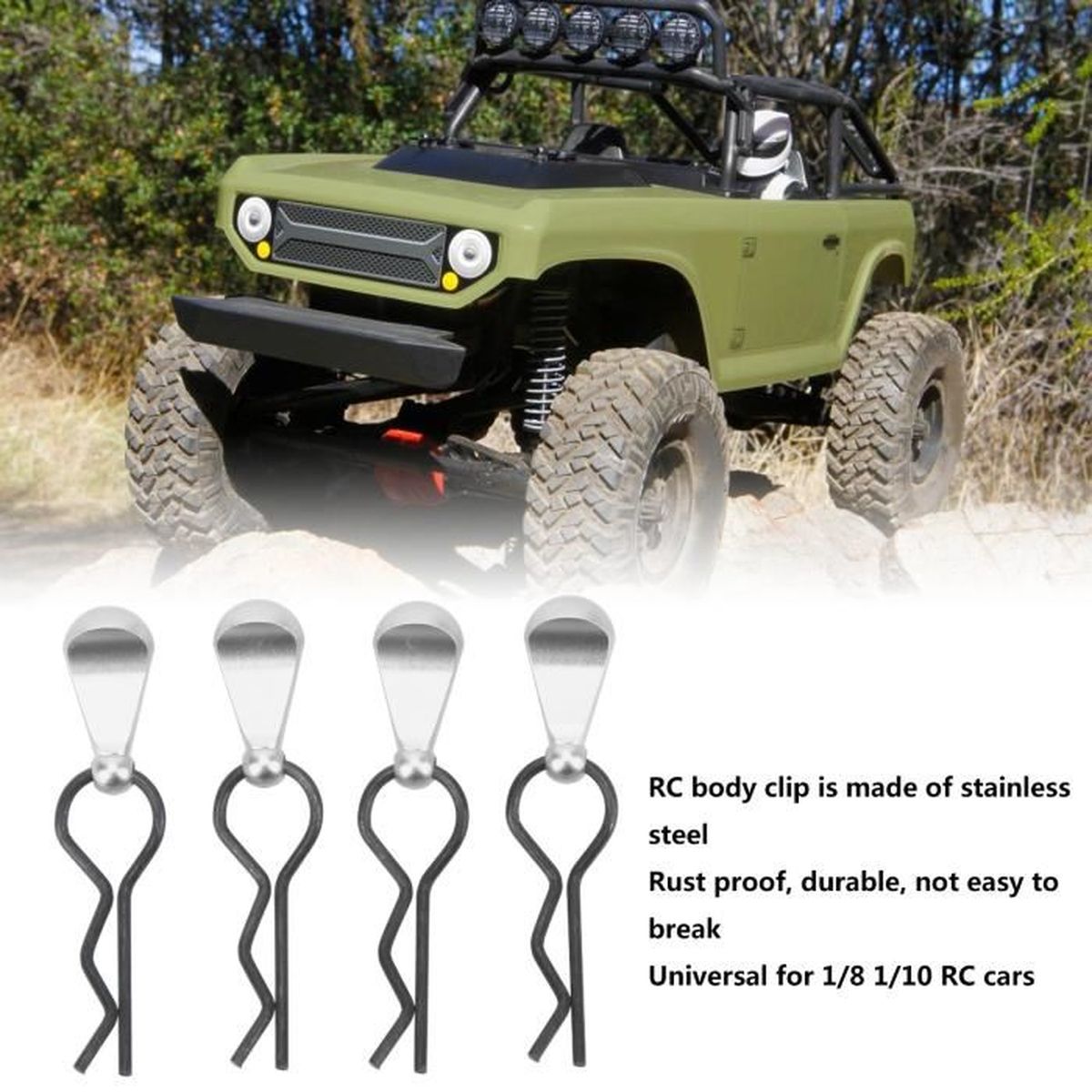 CHG Clip de carrosserie RC 4 pièces RC corps Clips R broches en acier ...