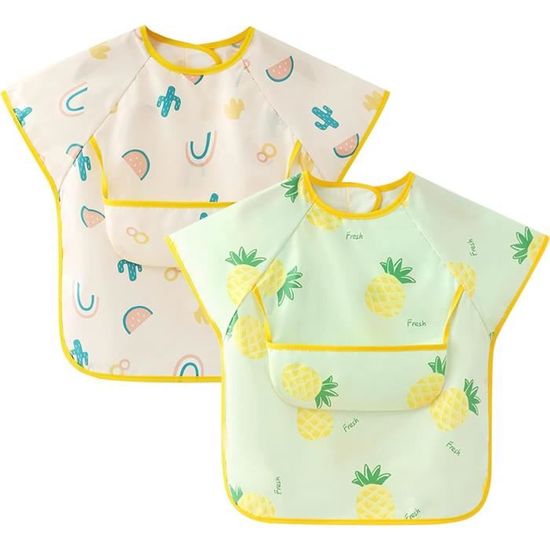 Lot De 2 Tablier Blouse De Peinture Bébé Bavoir Etanche Sans Manches ...