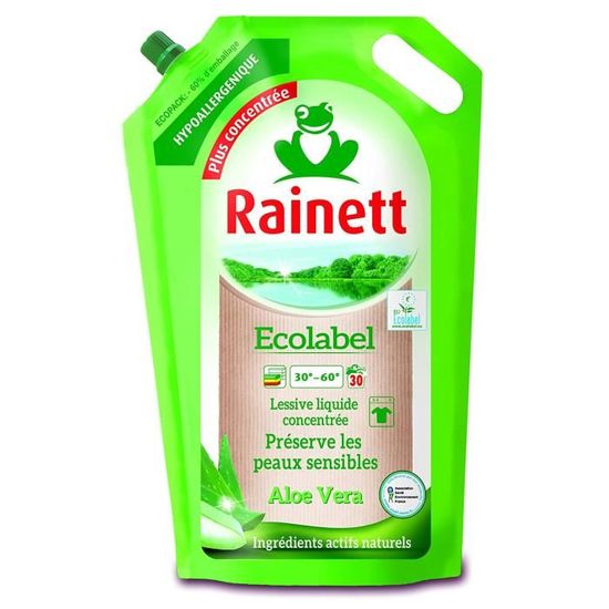 RAINETT Lessive Liquide Concentrée Ecolabel Aloé Vera, 1,98 L ...