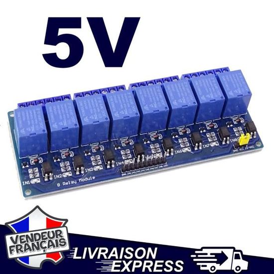 MODULE 8 RELAIS 5V 8 CANAUX OPTOCOUPLEURS ARDUINO RASPBERRY - Cdiscount Bricolage