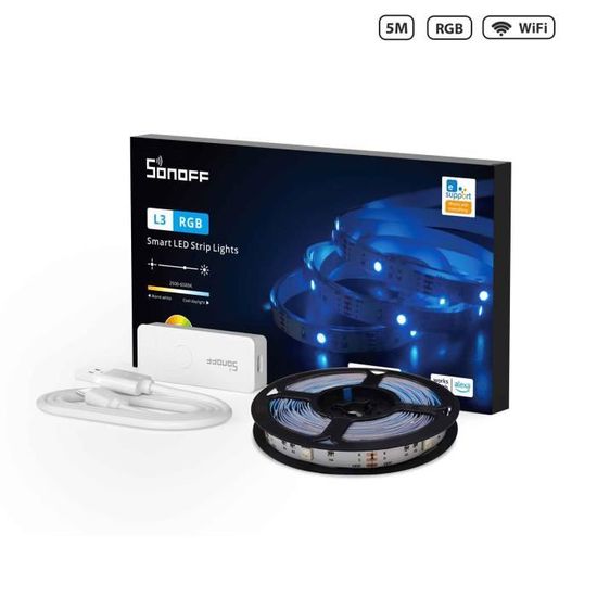 Bande LED SONOFF L3 5M Wi-Fi RGB intelligente IP20 2500-6500K CCT 90 ...