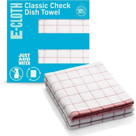 Torchon à Carreaux Classique, Microfibre, Rouge, Pack de[S94 ...