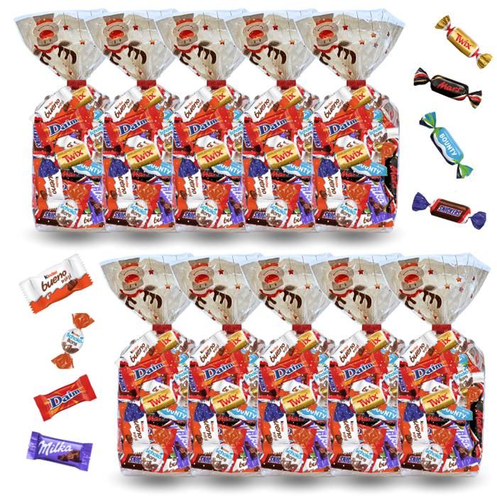 10 Sachets de Noël garnis de 40 bonbons au chocolat : Célébrations ...