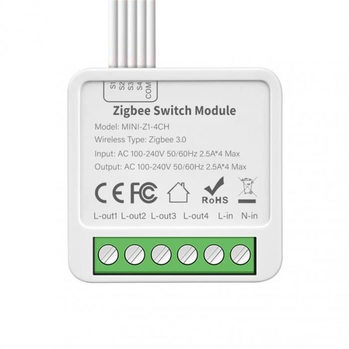 Zibgee 4 gangs-Tuya WiFi Mini Smart Switch, Zigbee, 16A,Contrôle ...