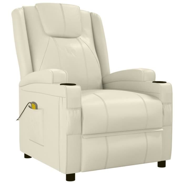 Atyhao Fauteuil de massage inclinable Blanc crème Similicuir AB321312 12367 - Cdiscount Maison