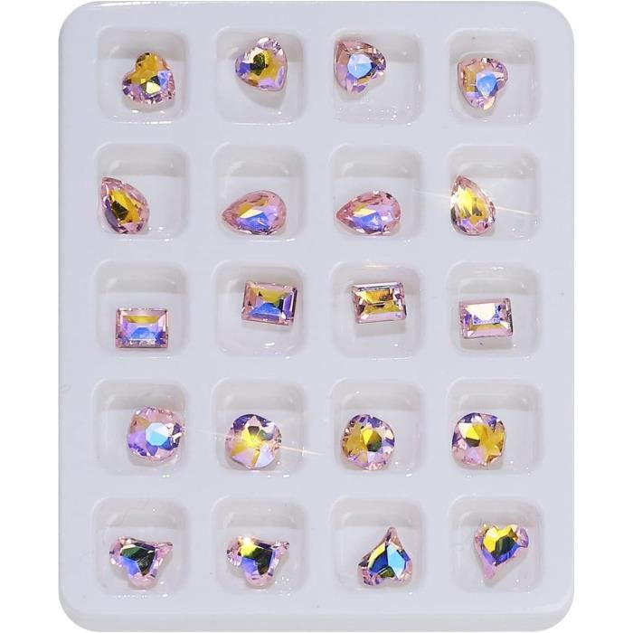 Ongles Strass,Cristaux 3D Strass Pour Ongles, Nail Rhinestones,20Pcs ...