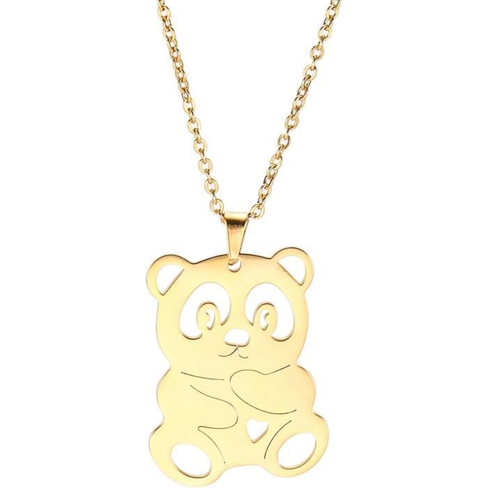 Collier Avec Pendentif Panda Géant Mignon - En Acier Inoxydable - Pour ...