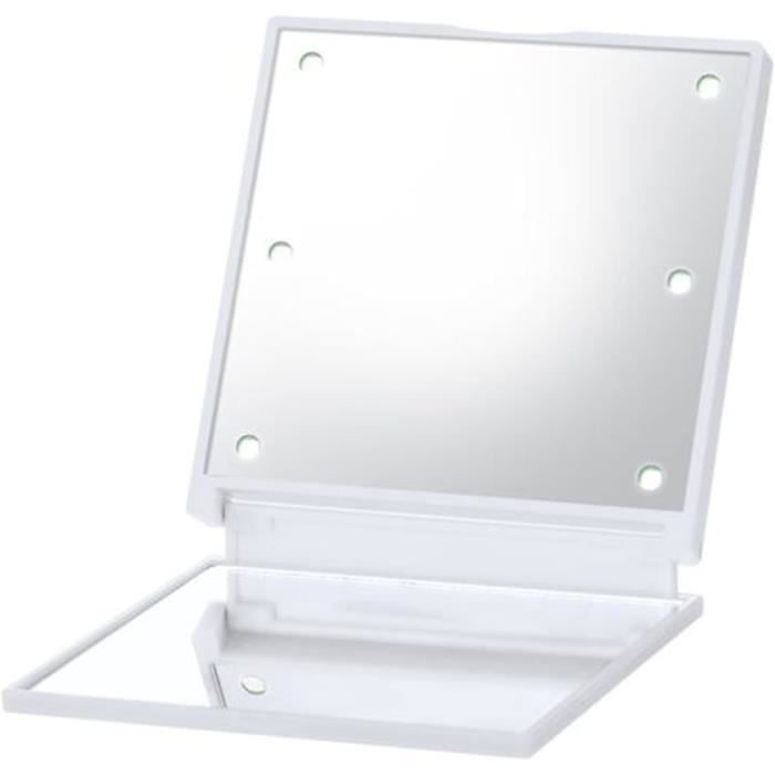 Mini Miroir De Maquillage À Led Pliable Et Portable, Avec 6 Led, Miroir ...