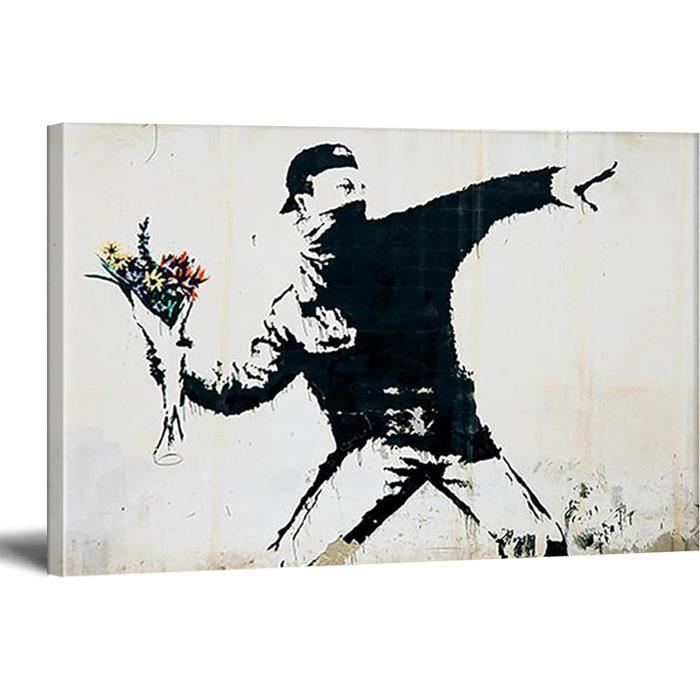 Banksy Images Sur Toile Peinte Heart Thrower Graffiti Street Art Prête ...