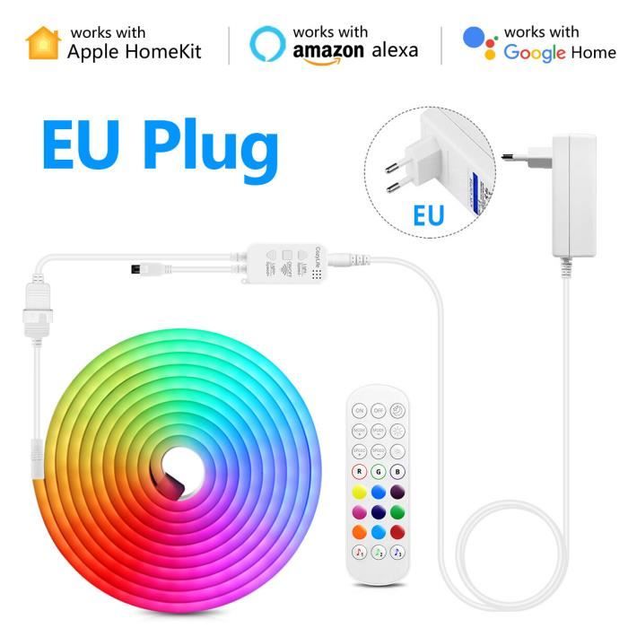 Bande lumineuse RGB LED pour Apple Smart Home Kit,1m,2m,3m,4m,5m,Wifi ...