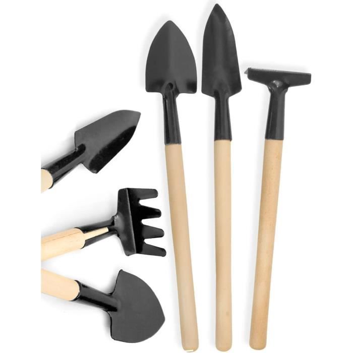 ® Lot de 3 mini râteau, râteau, égout et bêche, pour pot de fleurs ...