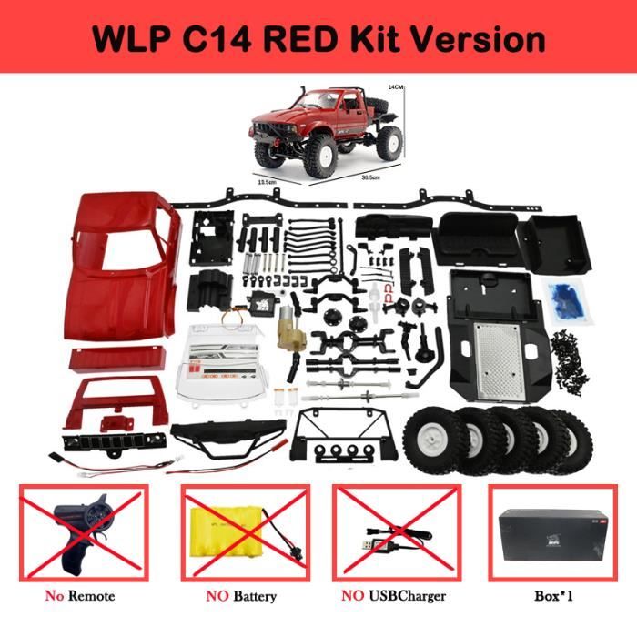 Version TROUSSE rouge - Voiture télécommandée WPL C14 1-16, 2.4G, 2CH, 4WD, tout terrain, 15 Km ...