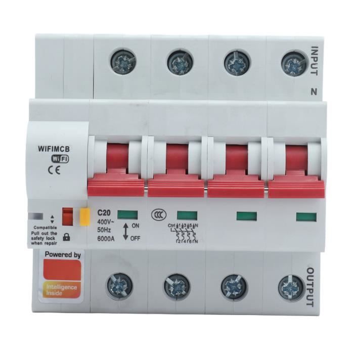 Cikonielf Interrupteur disjoncteur Disjoncteur Smart WiFi 4P Interrupteur à distance AC 400V ...