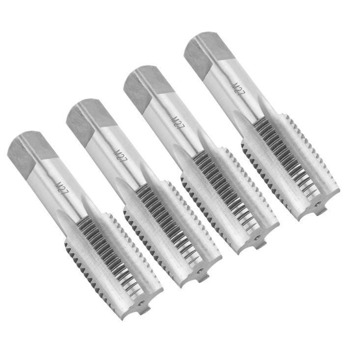 EJ.life Taraud à main 4 pièces M27 robinet fileté cannelure droite tuyau métrique vis outil de ...