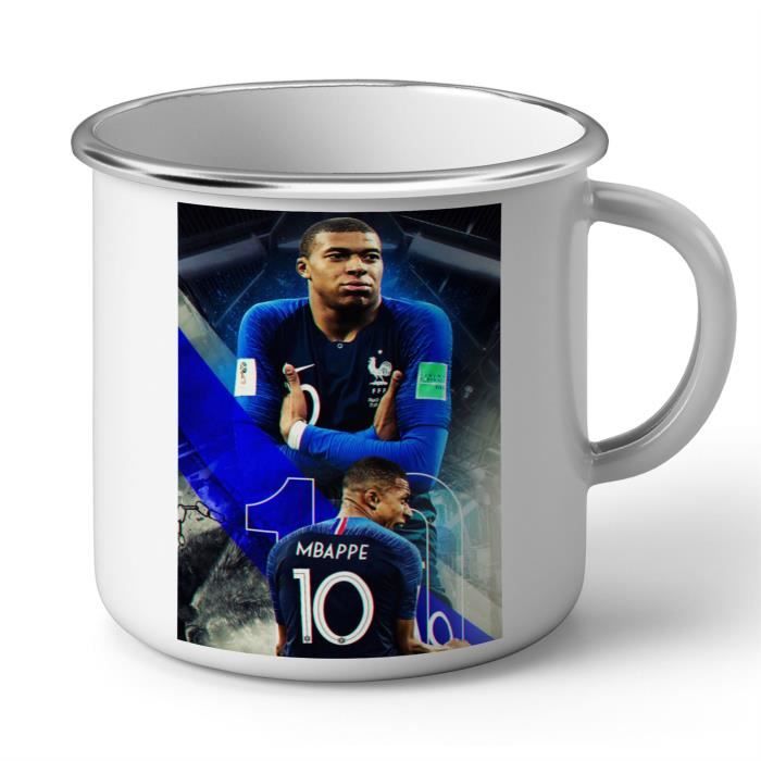 Mug en Métal Emaillé Kylian Mbappe Equipe De France Art Star Football ...