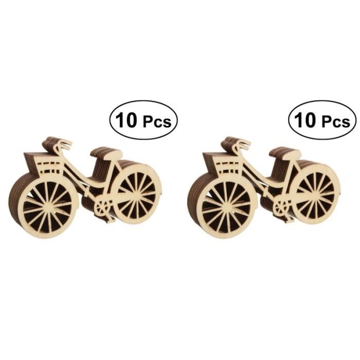 20 PCS Vélo en bois Découpé Veneers Tranches Crafts Embellissement de ...